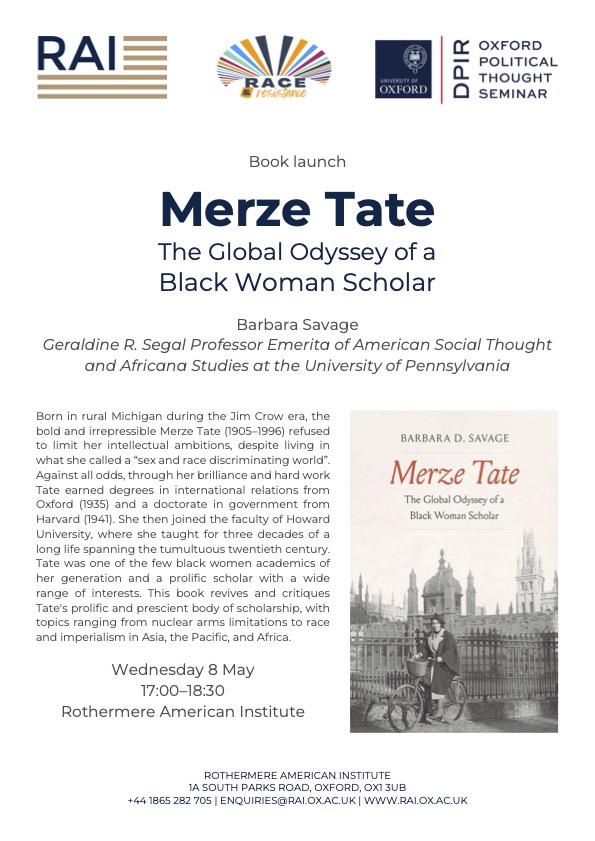 Book Launch | Merze Tate | TORCH | The Oxford Research Centre in the ...