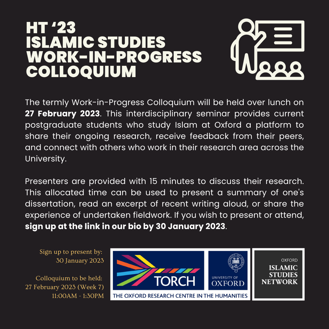 Islamic Studies WIP Colloquium | TORCH | The Oxford Research Centre in ...